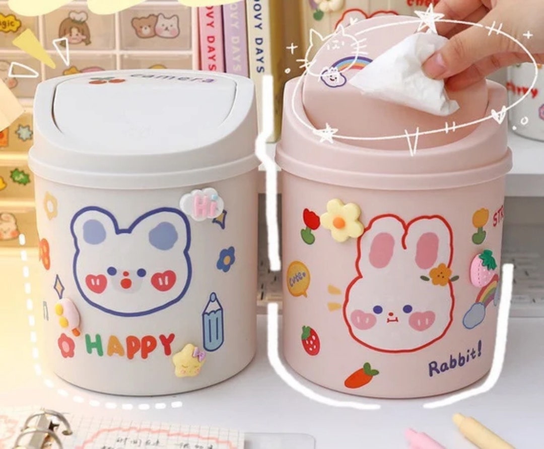 Mini Trash Can With Bags, Cute Desktop Garbage Bin With Swing Lid ...