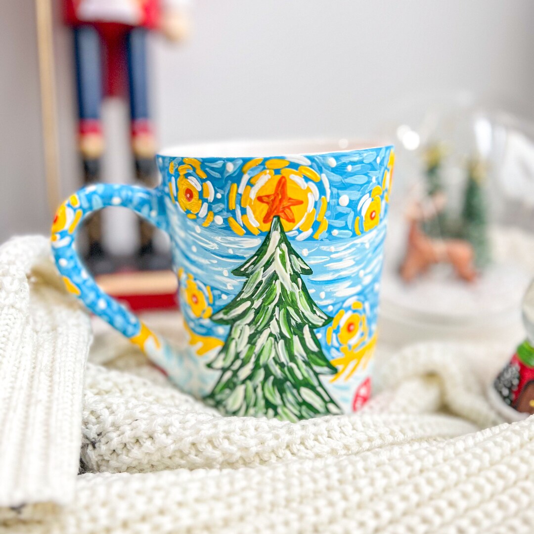 Starry Night Mug Christmas Mug Hand-painted Coffee Mug Snowman Van Gogh ...