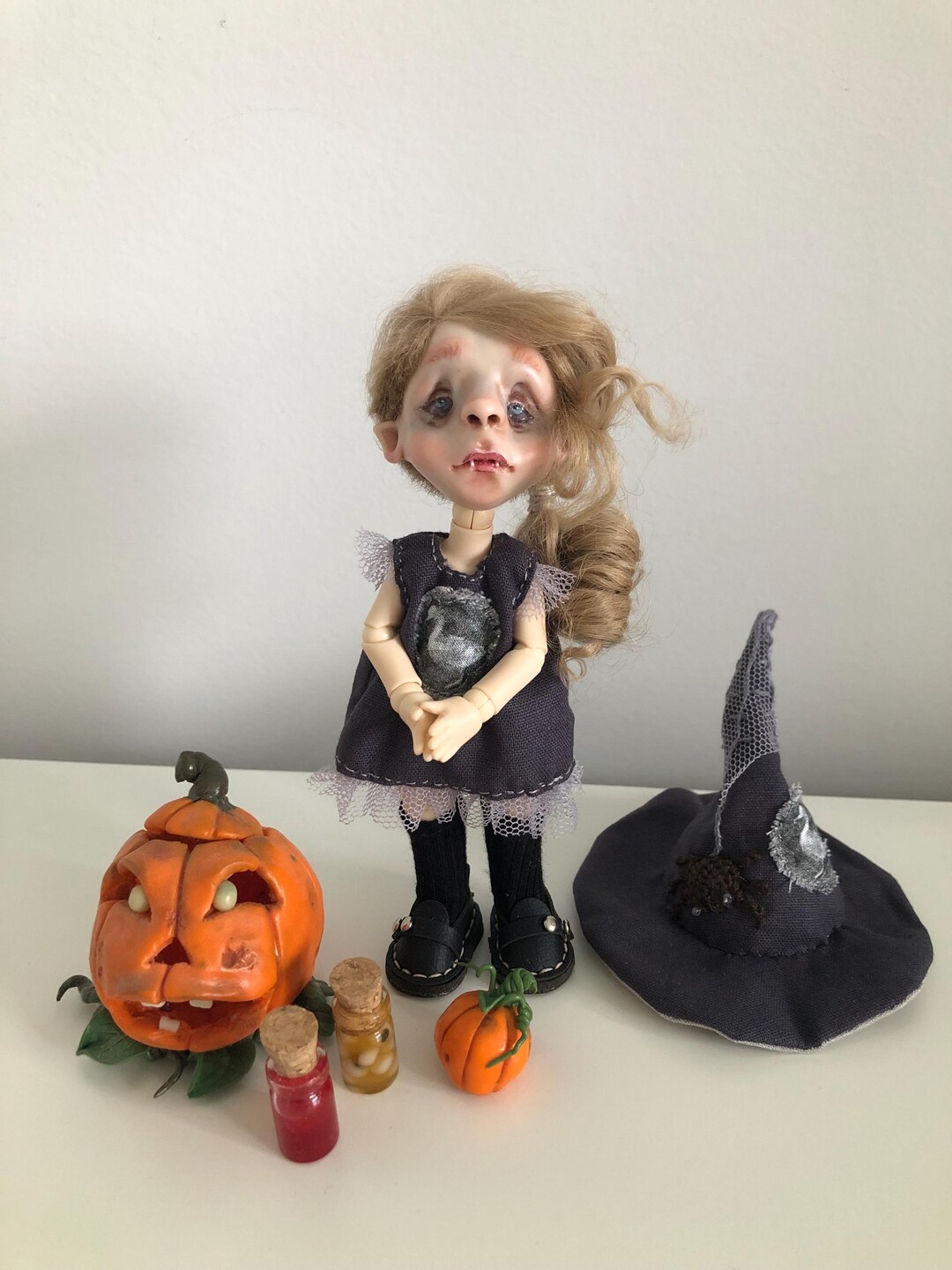 Vampire Art Doll Obitsu-11: Lamb Fur Wig, Handmade Clothes & Shoes - Etsy