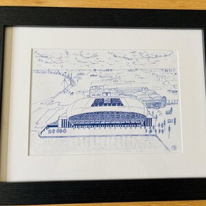 Everton Stadium Bramley Moore Dock - A4 Framed Print of Hand-drawn ...