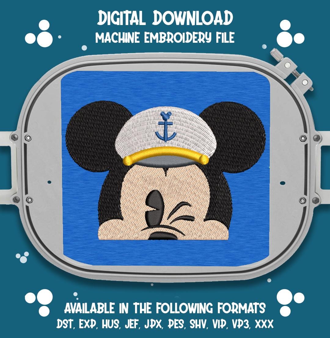 Peekaboo Captain Mouse Embroidery File 10x10cm Hoop - Perfect for ...