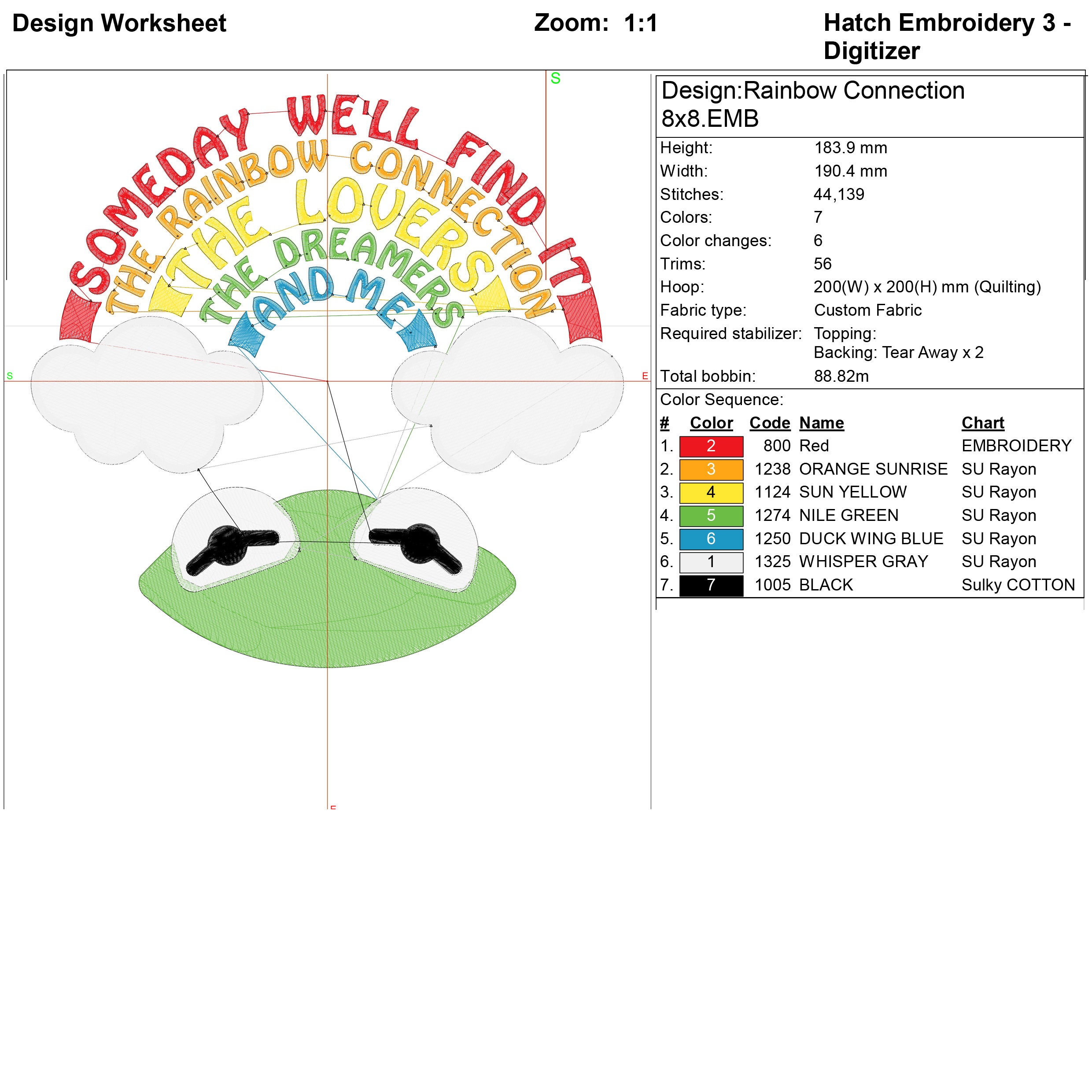 Rainbow Connection Machine Embroidery File 3 Sizes. Perfect for a ...