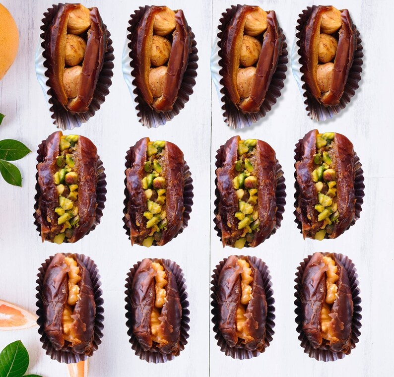 Medjool Stuffed Date With Raw Nuts : Hazelnut, Pistachios, Walnut ...