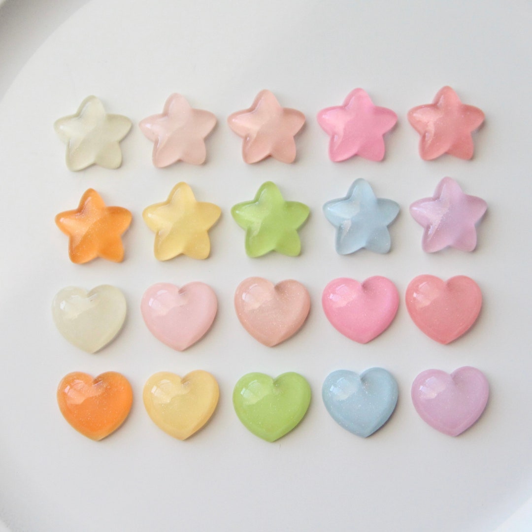 Stars and Hearts Semi Shimmer Shoe Charms | Jelly Clear Cute Shoe ...