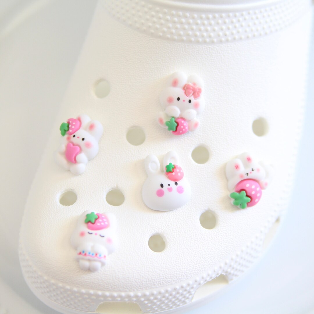 CLEARANCE Cute White Bunny Pink Strawberry Shoe Charms - Etsy