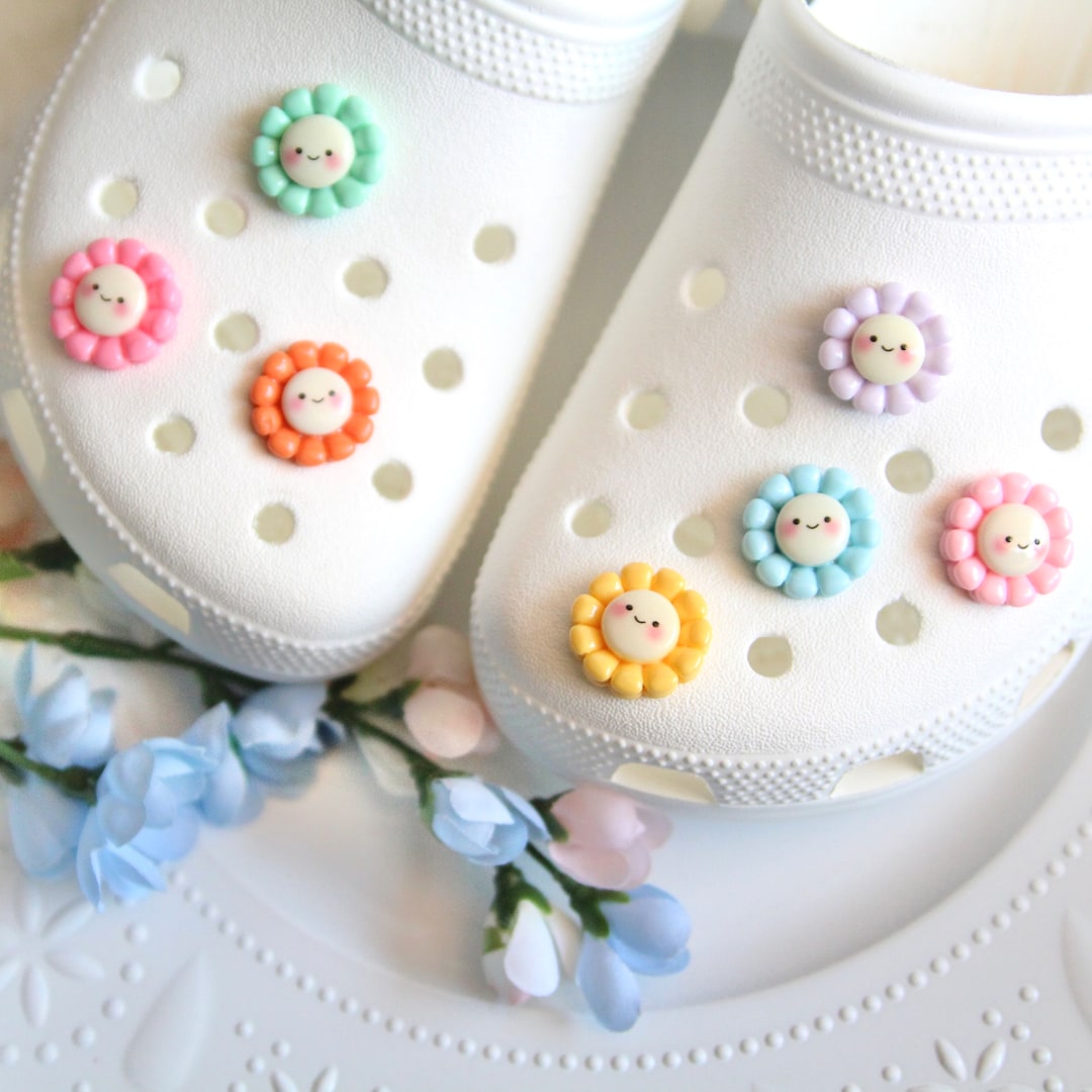 Pastel and Bright Glossy Smiley Flower Shoe Charms - Etsy
