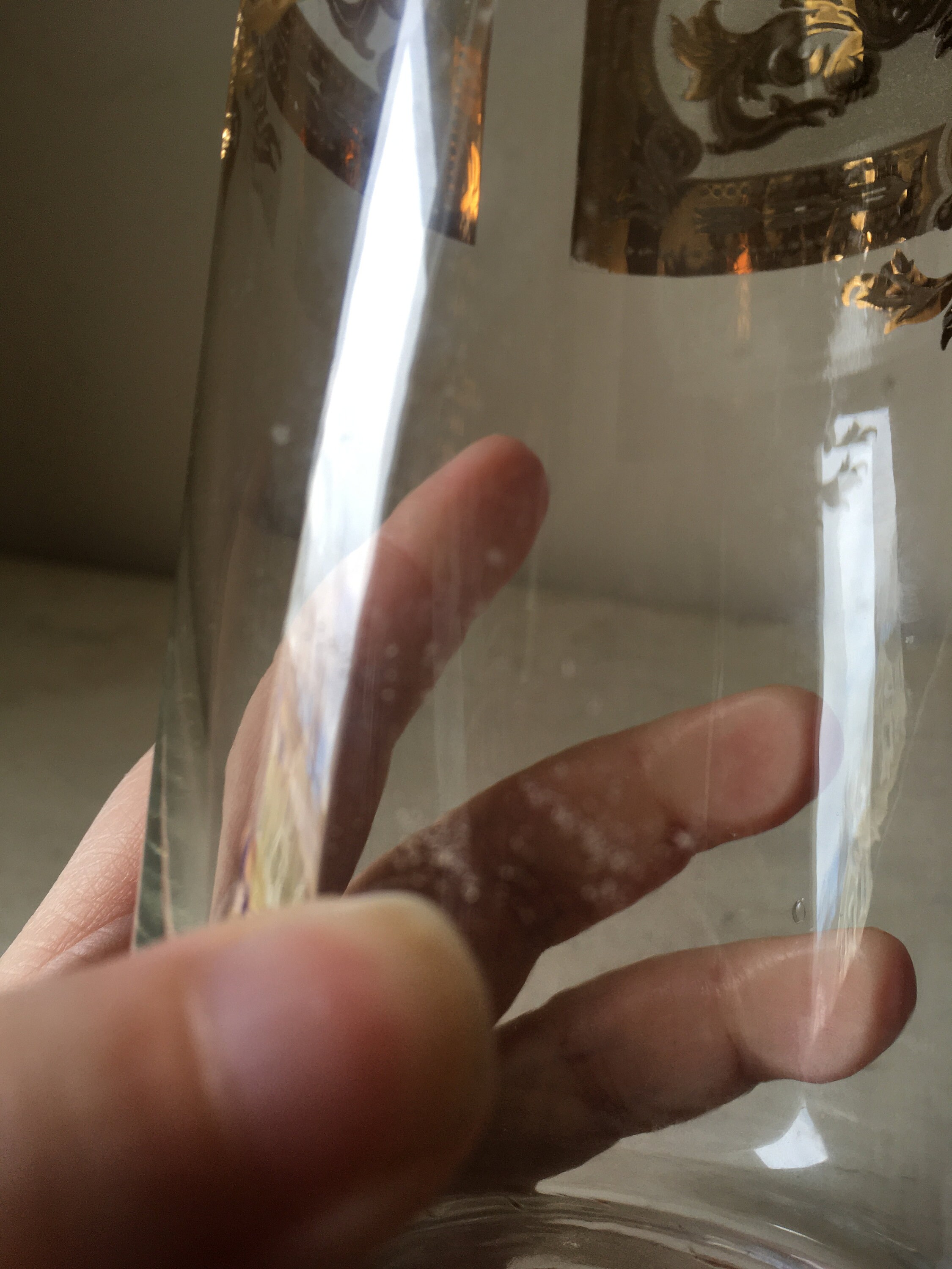 Vintage Hollywood Regency Gold Glass Pitcher for Martini or Cocktail ...