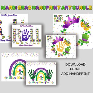 Mardi Gras Hand Print Craft, Mardi Gras Handprint Art, Printable ...