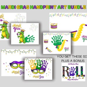 Mardi Gras Hand Print Craft, Mardi Gras Handprint Art, Printable ...