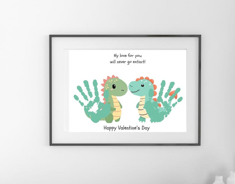 Dinosaur Happy Valentine's Day Hand Print Art Boy to Parents ...