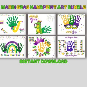 Mardi Gras Hand Print Craft, Mardi Gras Handprint Art, Printable ...