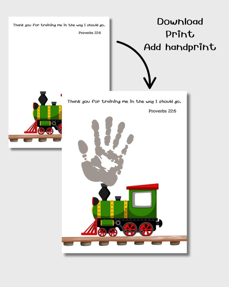 Grandparent's Day Handprint Art: DIY Train Craft (digital Download ...