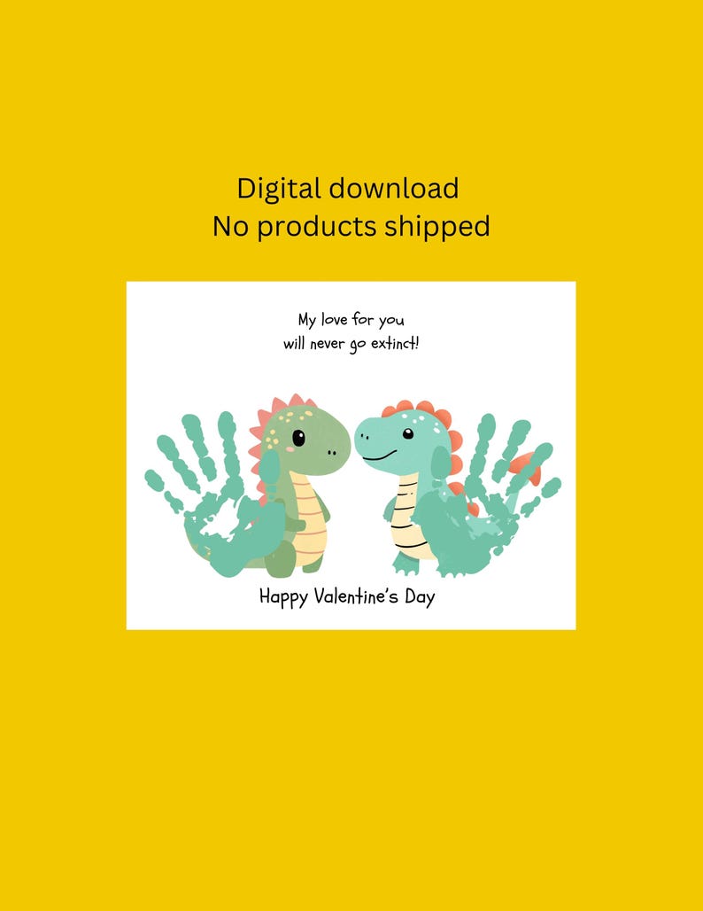 Dinosaur Happy Valentine's Day Hand Print Art Boy to Parents ...