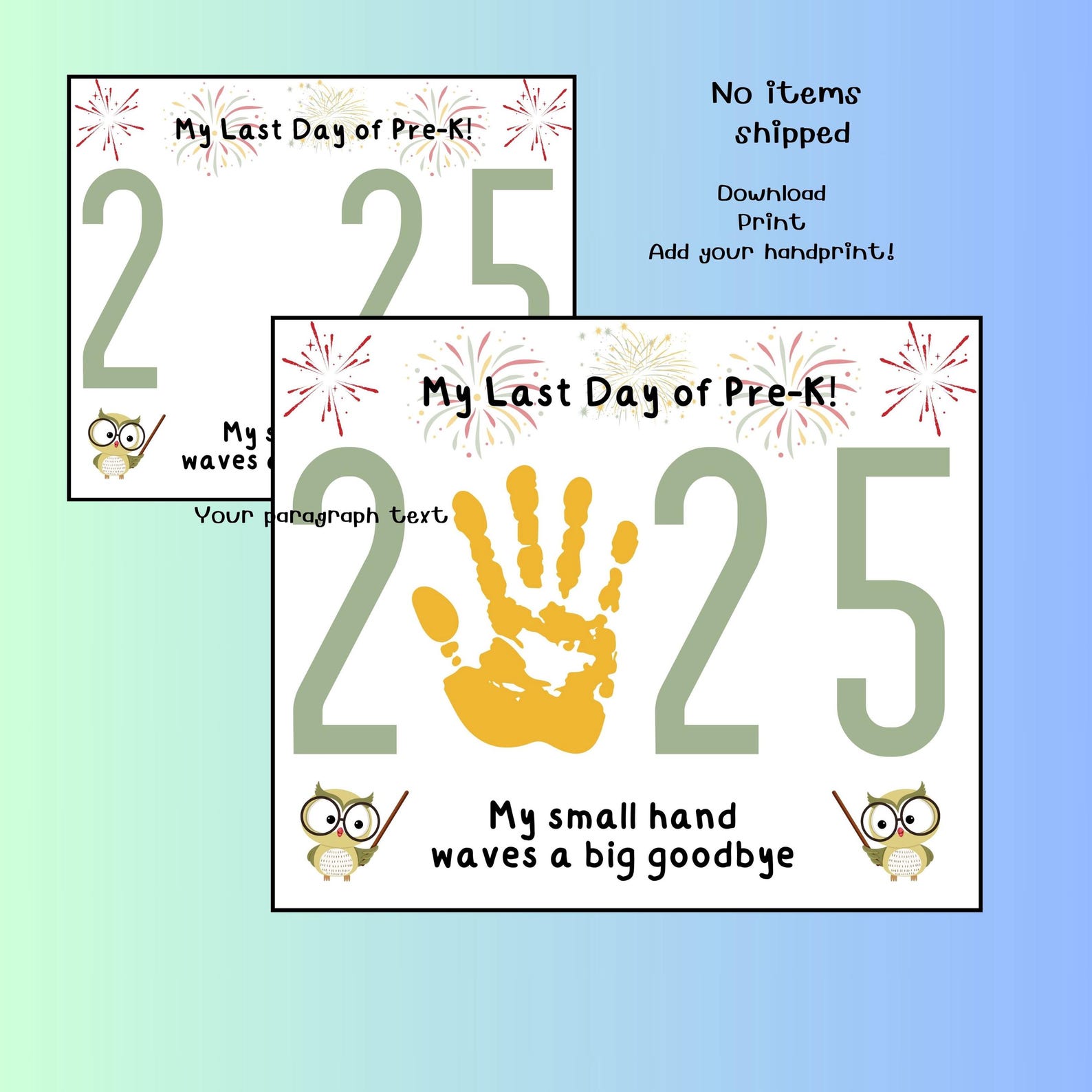Last Day of School Handprint Craft, Printable Diy, Last Day of Pre-k ...