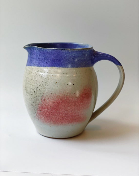 Drink & Barware Vintage Stoneware Pottery Handmade Pink Pitcher ...