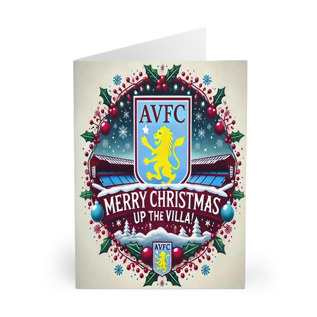 AVFC Football Christmas Cards, Soccer Greetings, Sports Holiday Note ...