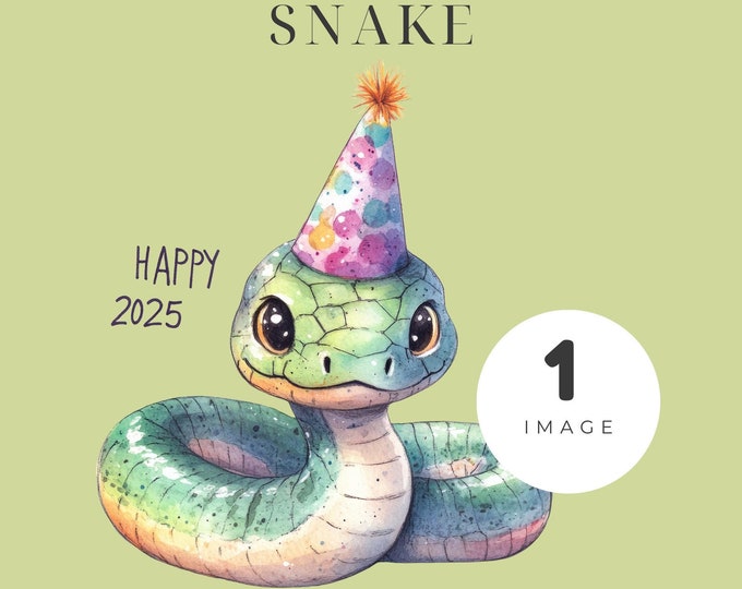 New Year 2025 Party Snake Clipart , Cute Snake With Party Hat ...