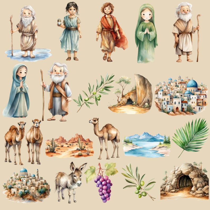 Biblical Characters Clipart Pack, Bible Stories, Religious Christian ...
