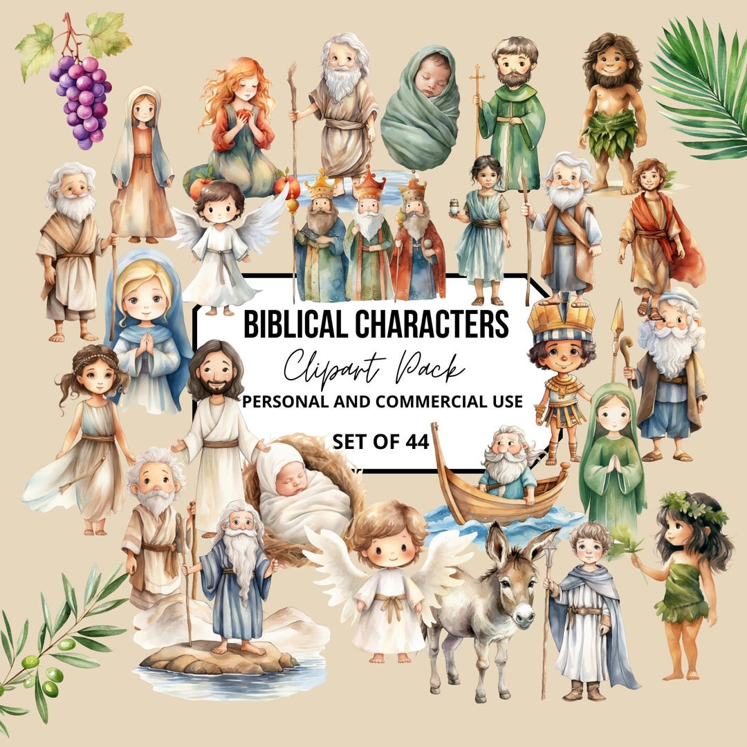 Biblical Characters Clipart Pack, Bible Stories, Religious Christian ...