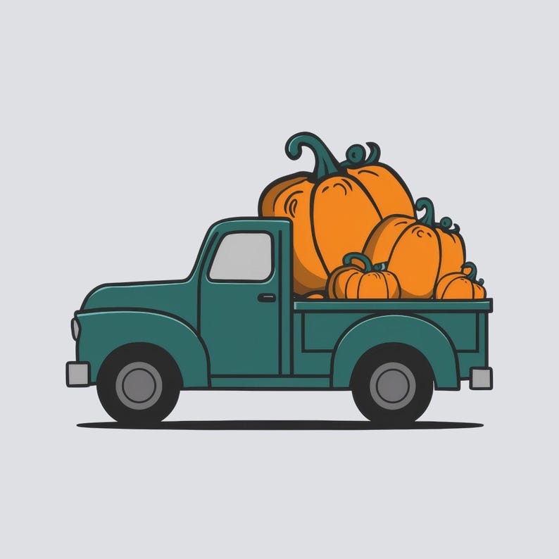 Vintage Truck With Pumpkins , Fall Harvest, Halloween Truck, Farm Truck ...