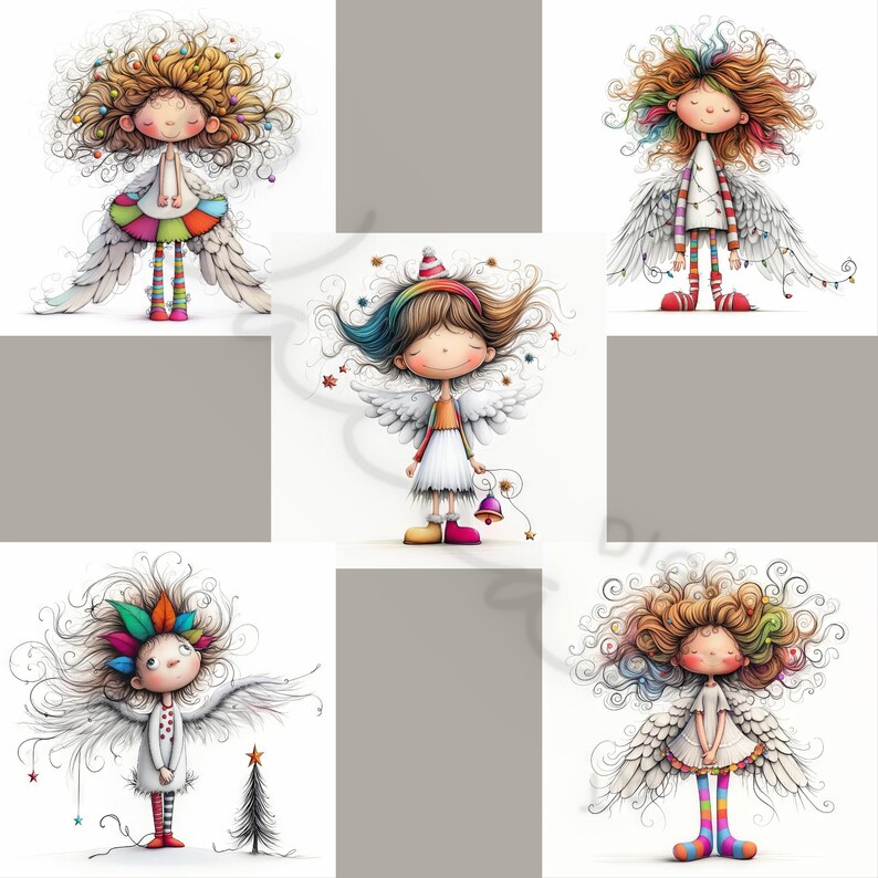 Christmas Angel Clipart, 18 Whimsical Angel Jpgs, Festive Angel Art ...