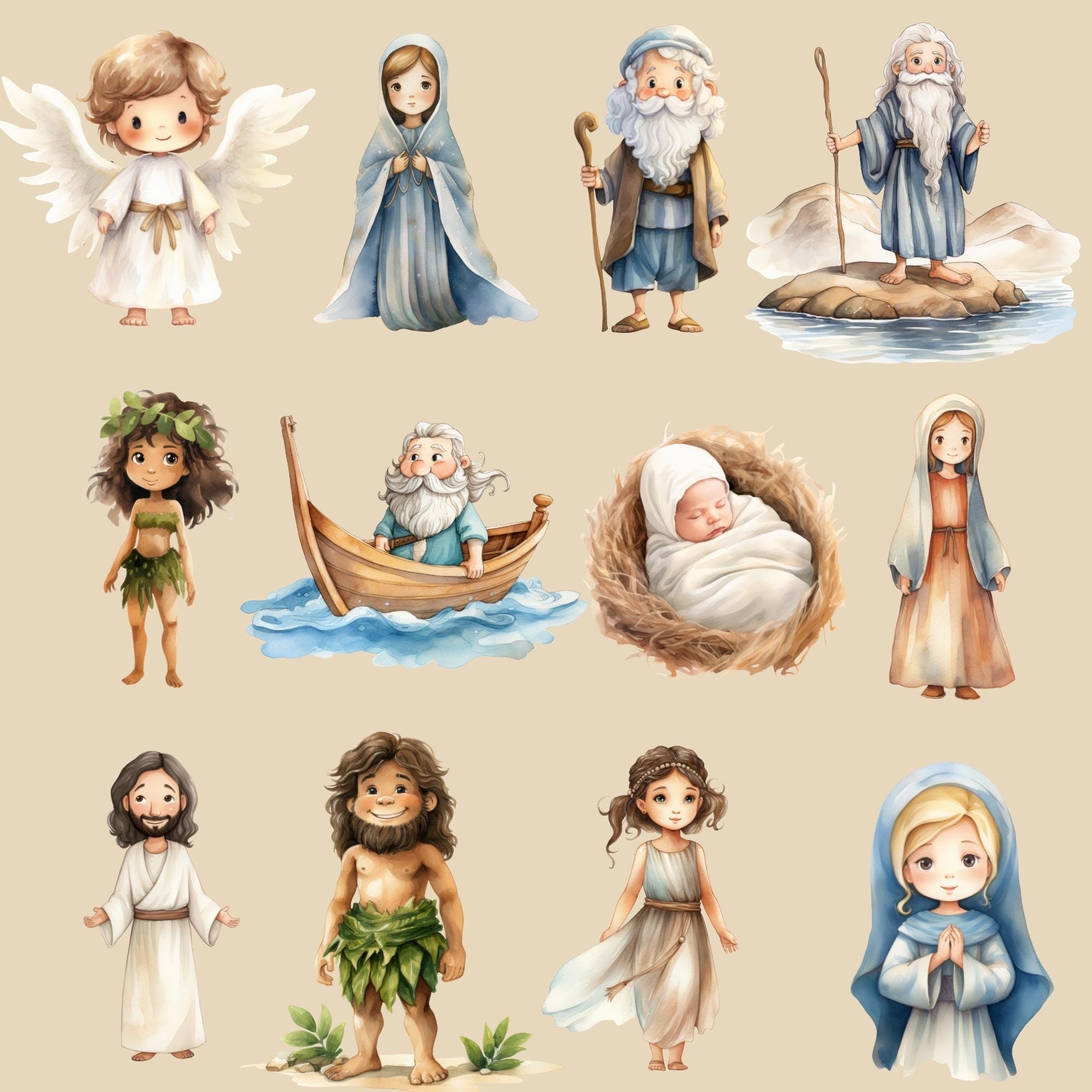 Biblical Characters Clipart Pack, Bible Stories, Religious Christian ...