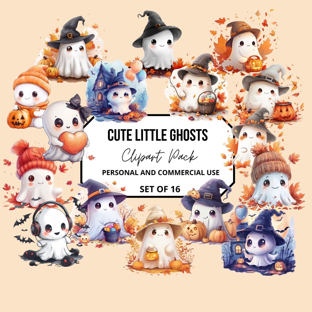 Watercolor Cute Halloween Clipart, Pumpkin Clipart, Kids Halloween PNG ...
