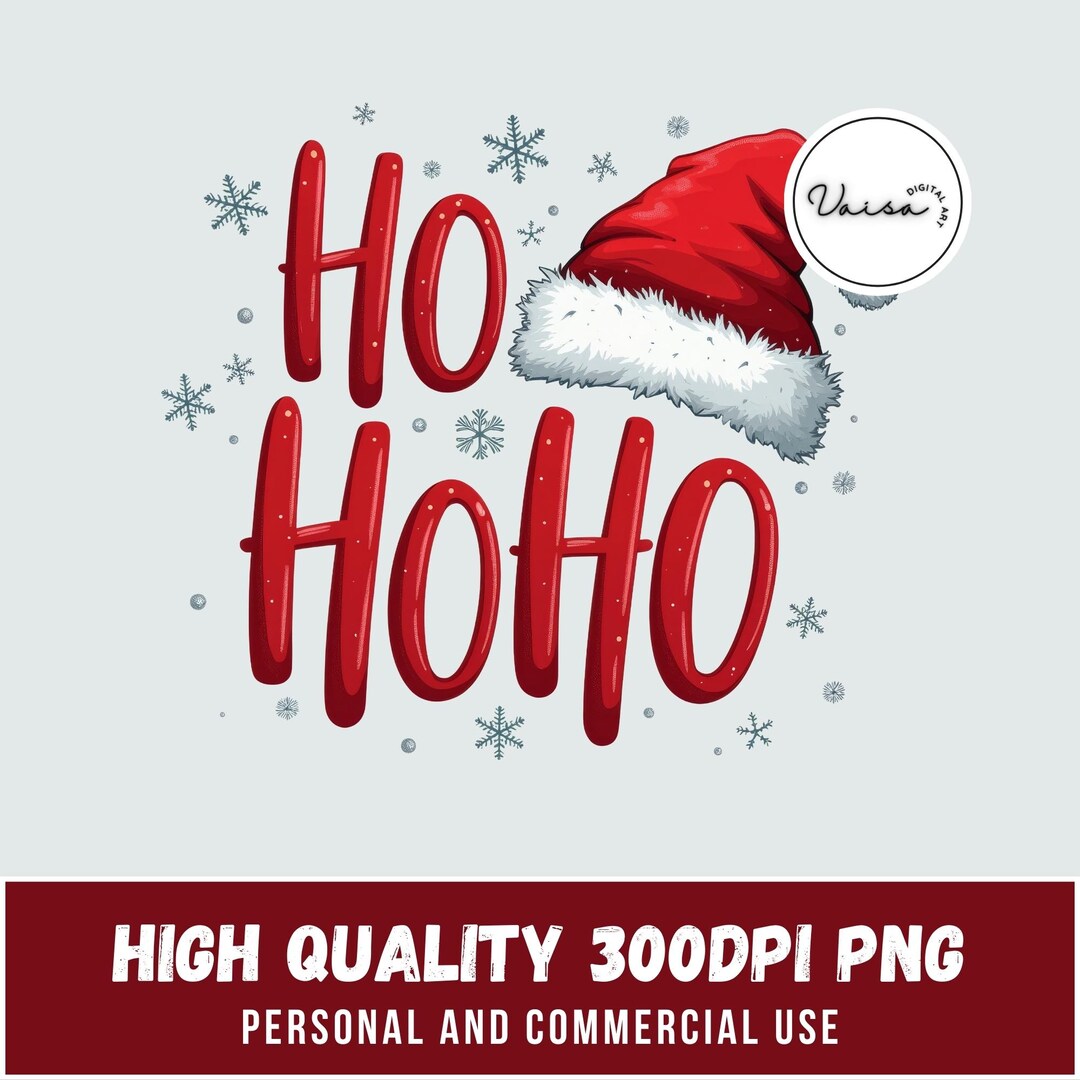 Ho Ho Ho Digital Clipart, Santa Hat Design, Ho Ho Ho Christmas Clipart ...