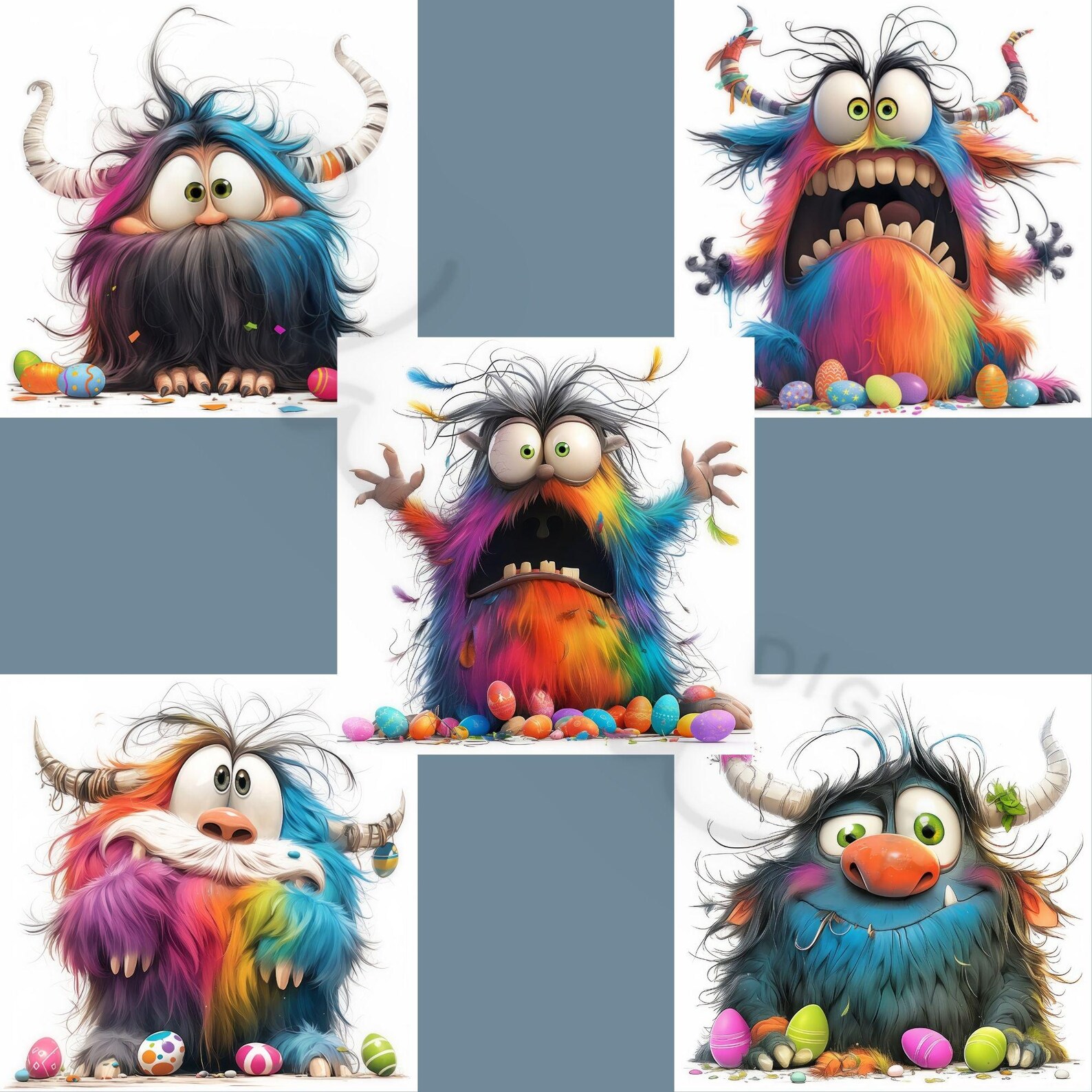 Quirky Easter Monster 10 High Res Watercolor Jpgs for Junk Journaling ...