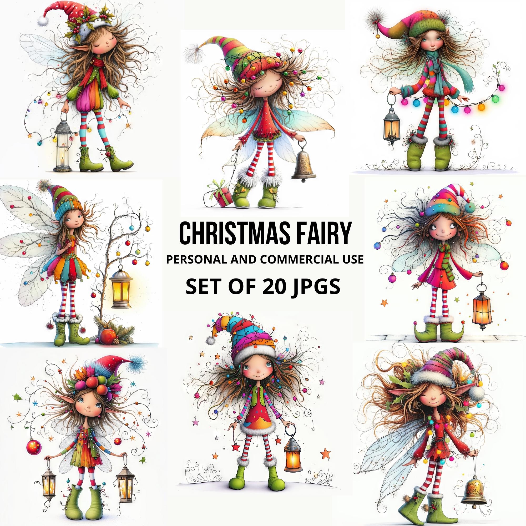 Whimsical Christmas Fairy Clipart, 20 Festive Fairy Jpgs, Digital ...
