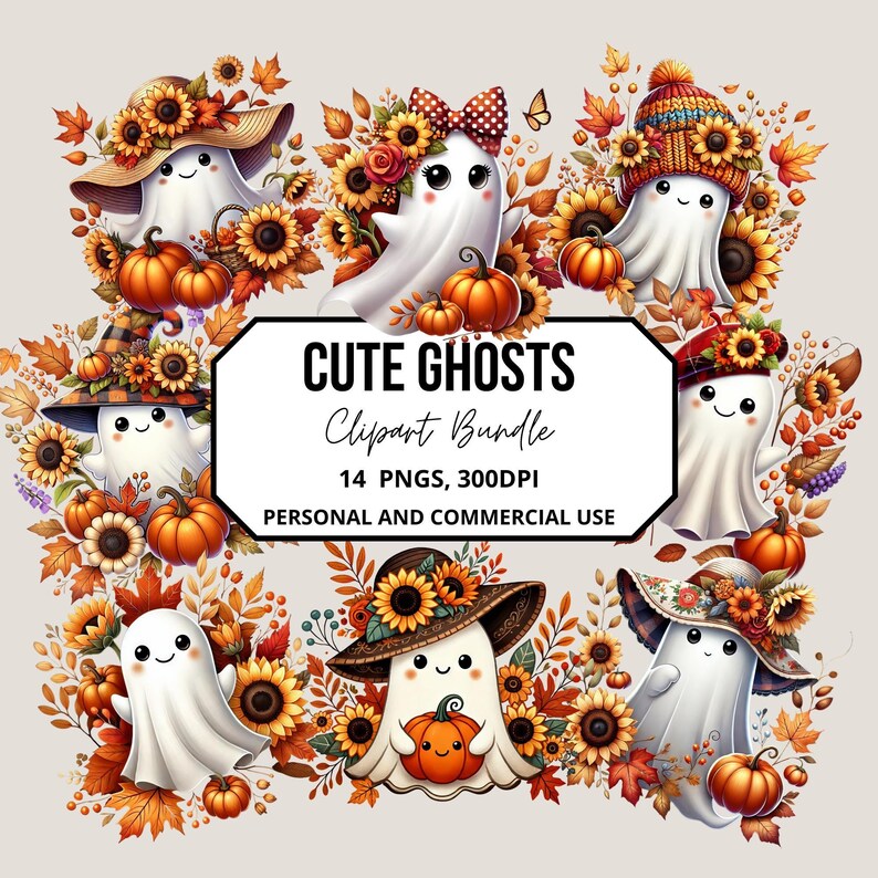 Halloween Clipart | Digital Download | Halloween Png | Cute Ghost ...