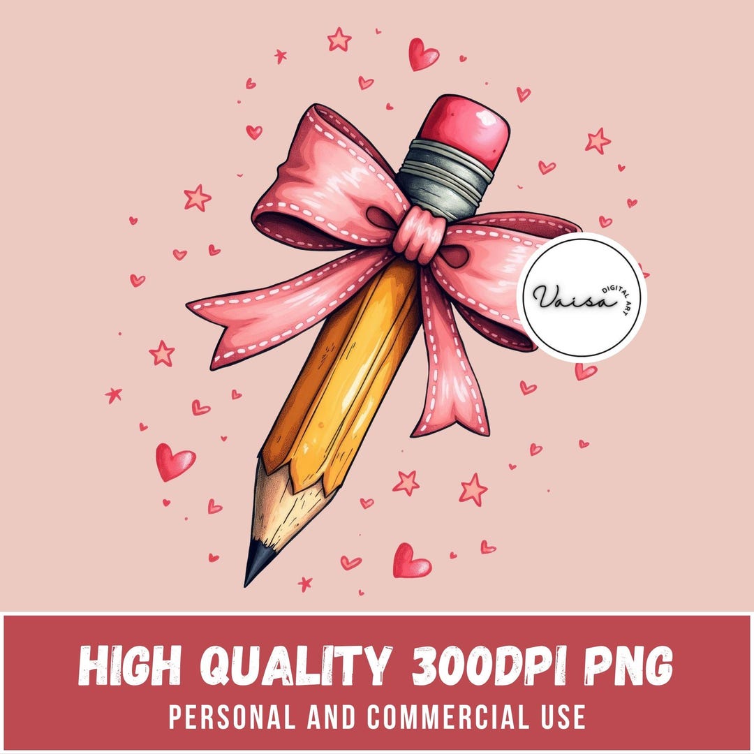 Pencil Clipart With Pink Bow, for Scrapbooking, Craft Projects ...