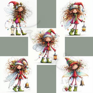 Whimsical Christmas Fairy Clipart, 20 Festive Fairy Jpgs, Digital ...