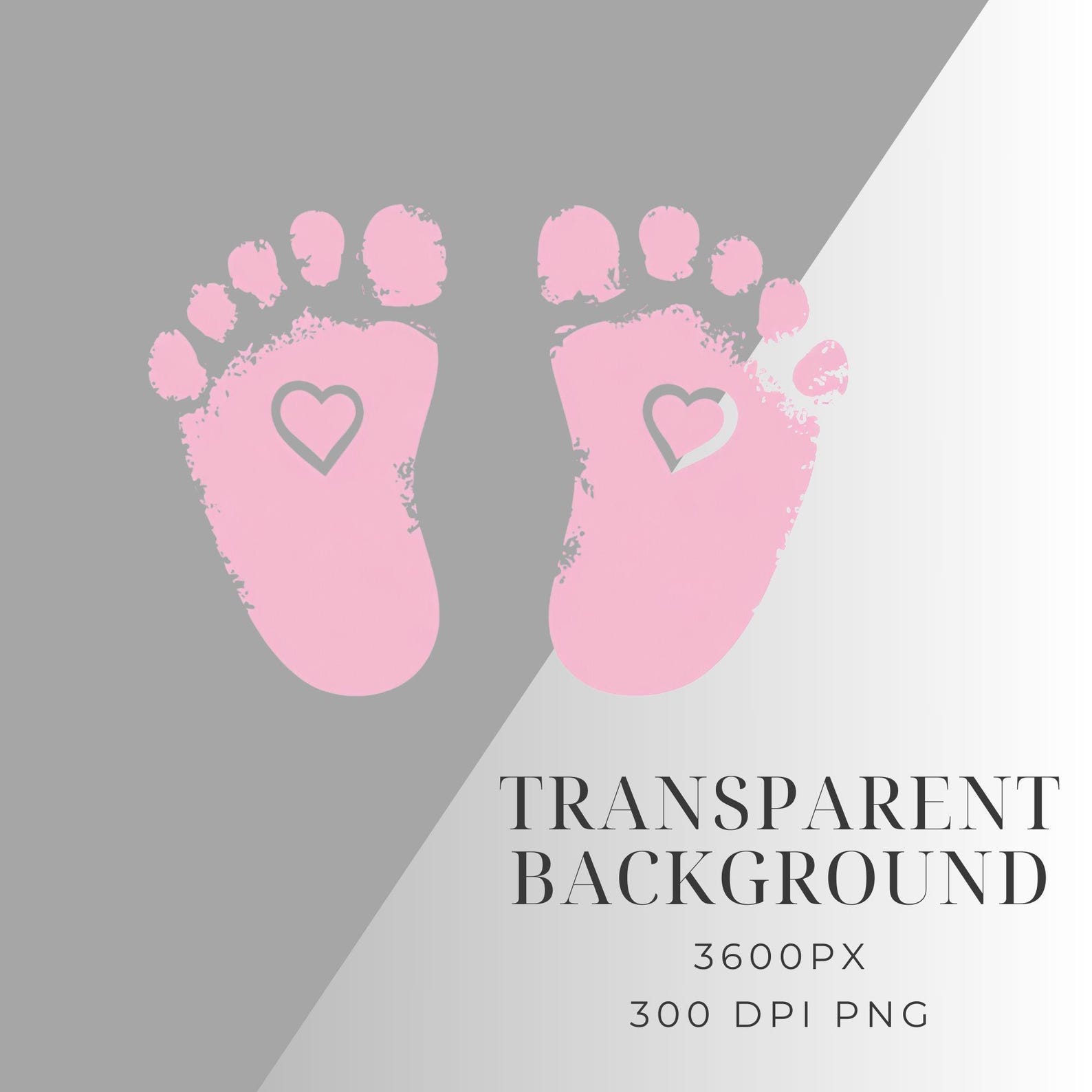 Pink Baby Footprint Clipart, Cute Footprints With Heart, Digital ...
