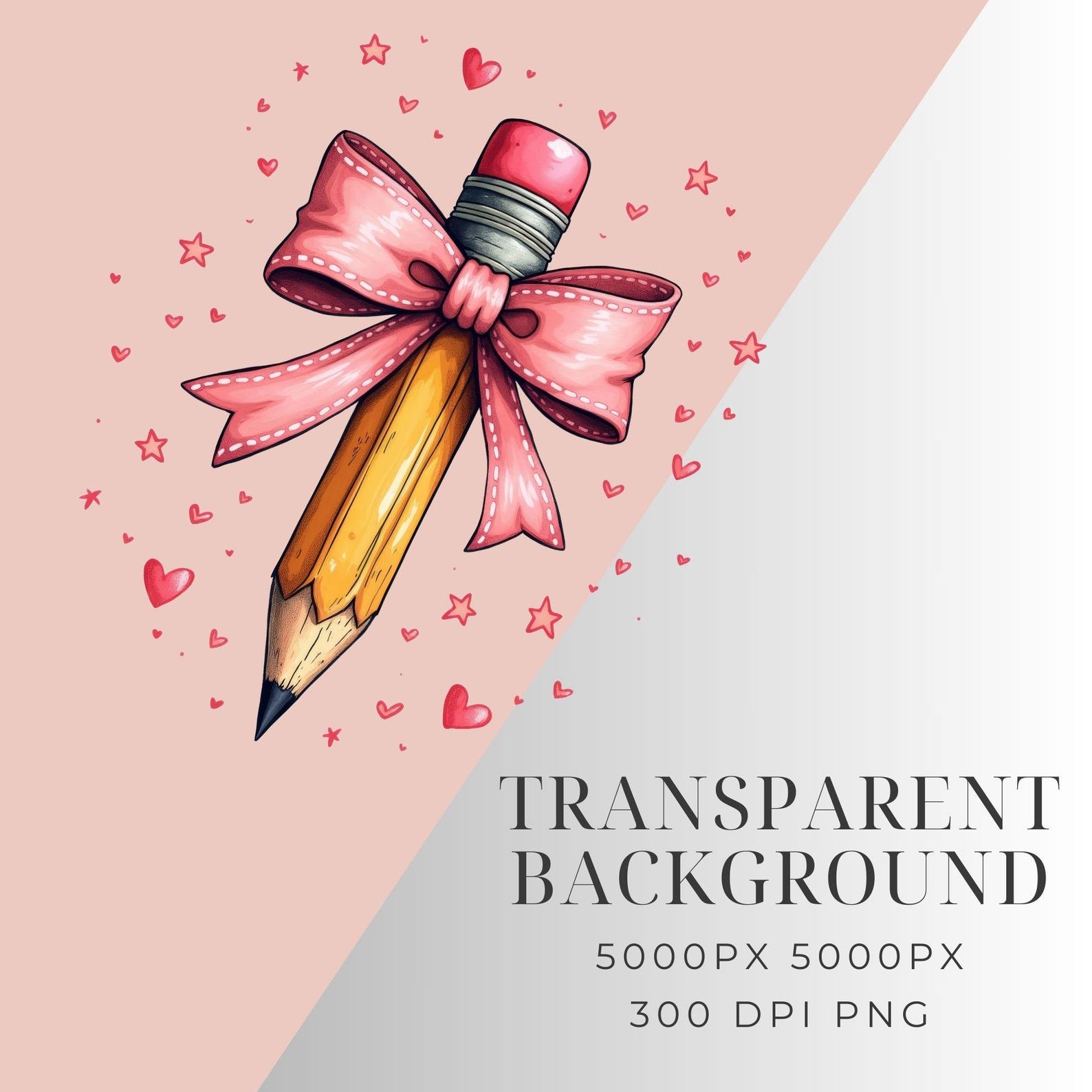 Pink Ribbon Pencil Clipart, Cute and Creative , PNG, Digital Download ...