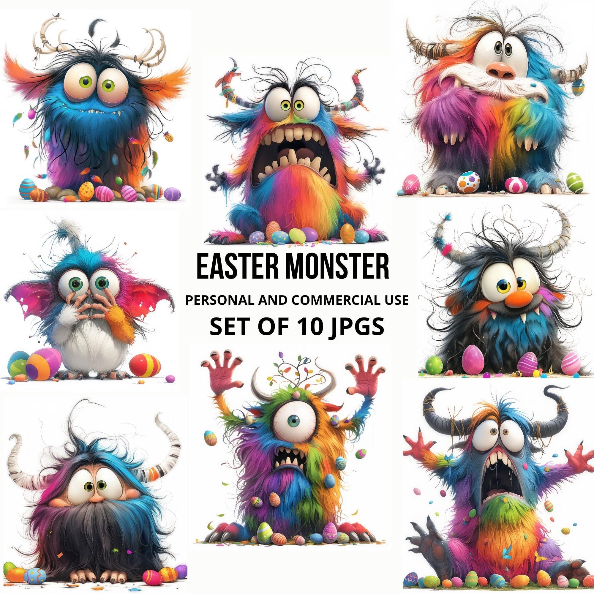 Quirky Easter Monster 10 High Res Watercolor Jpgs for Junk Journaling ...