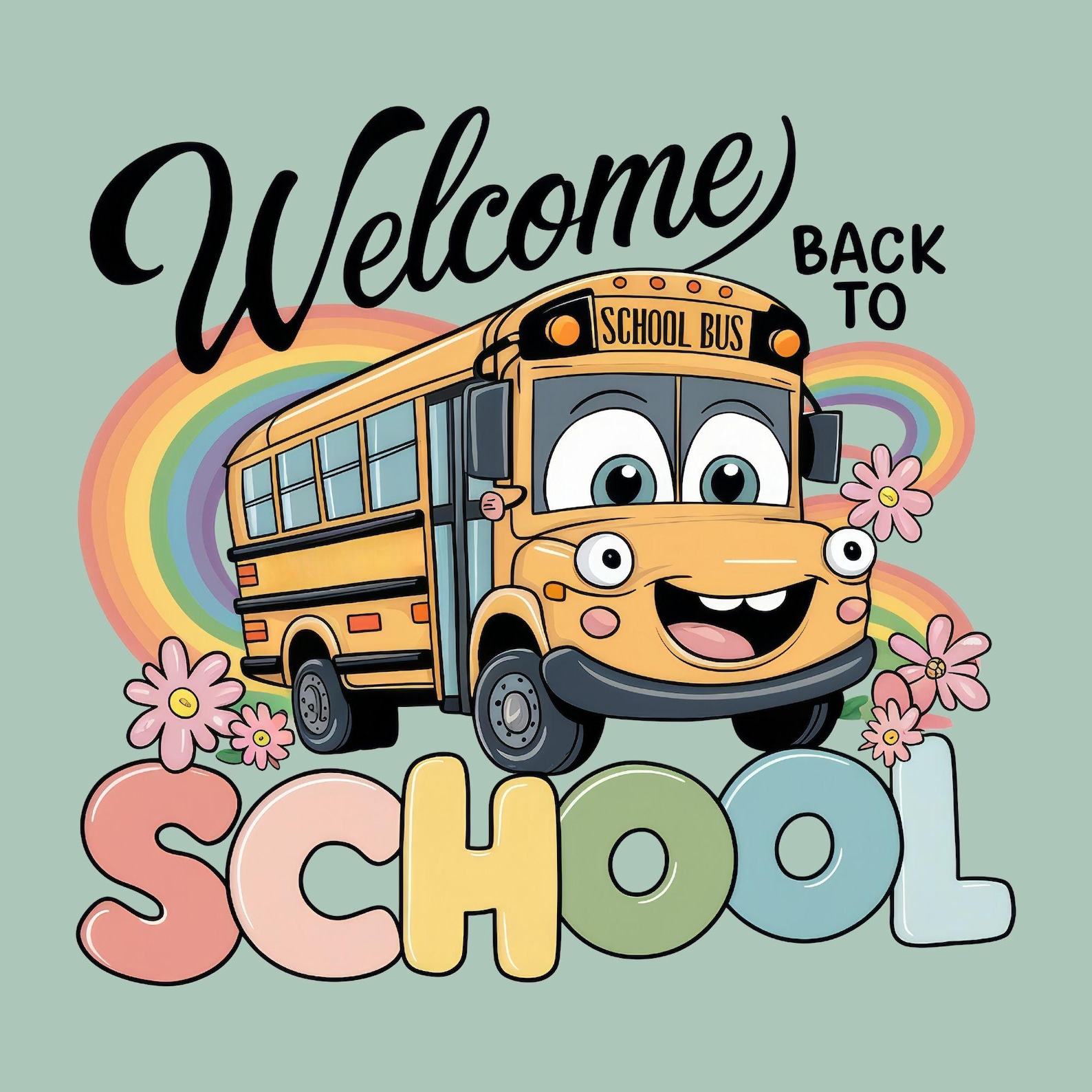 Welcome Back to School, Cheerful School Bus Graphic PNG, School Love ...