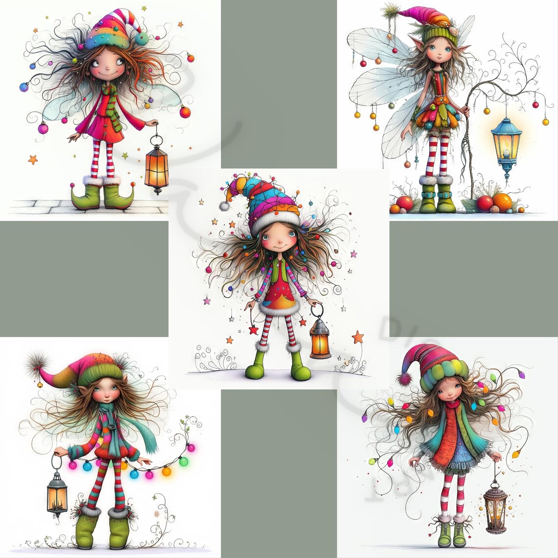 Whimsical Christmas Fairy Clipart, 20 Festive Fairy Jpgs, Digital ...