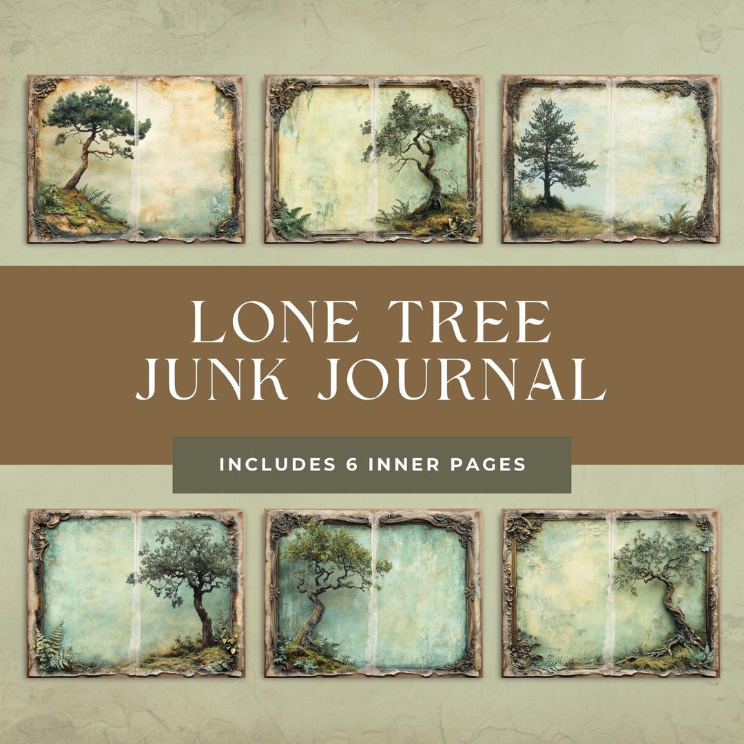 Lone Tree Junk Journal, Vintage Printable Pages, Pine Forest Trees ...