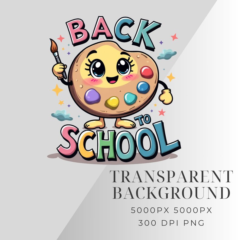 Back to School, Art Palette Clipart , Cute School Illustration, PNG - Etsy