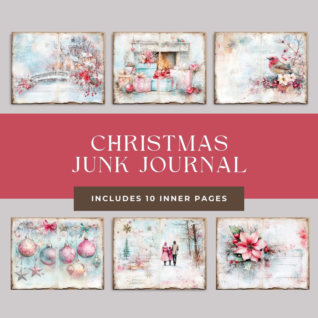 Christmas Junk Journal Digital Pages, 10 Printable Vintage Christmas ...