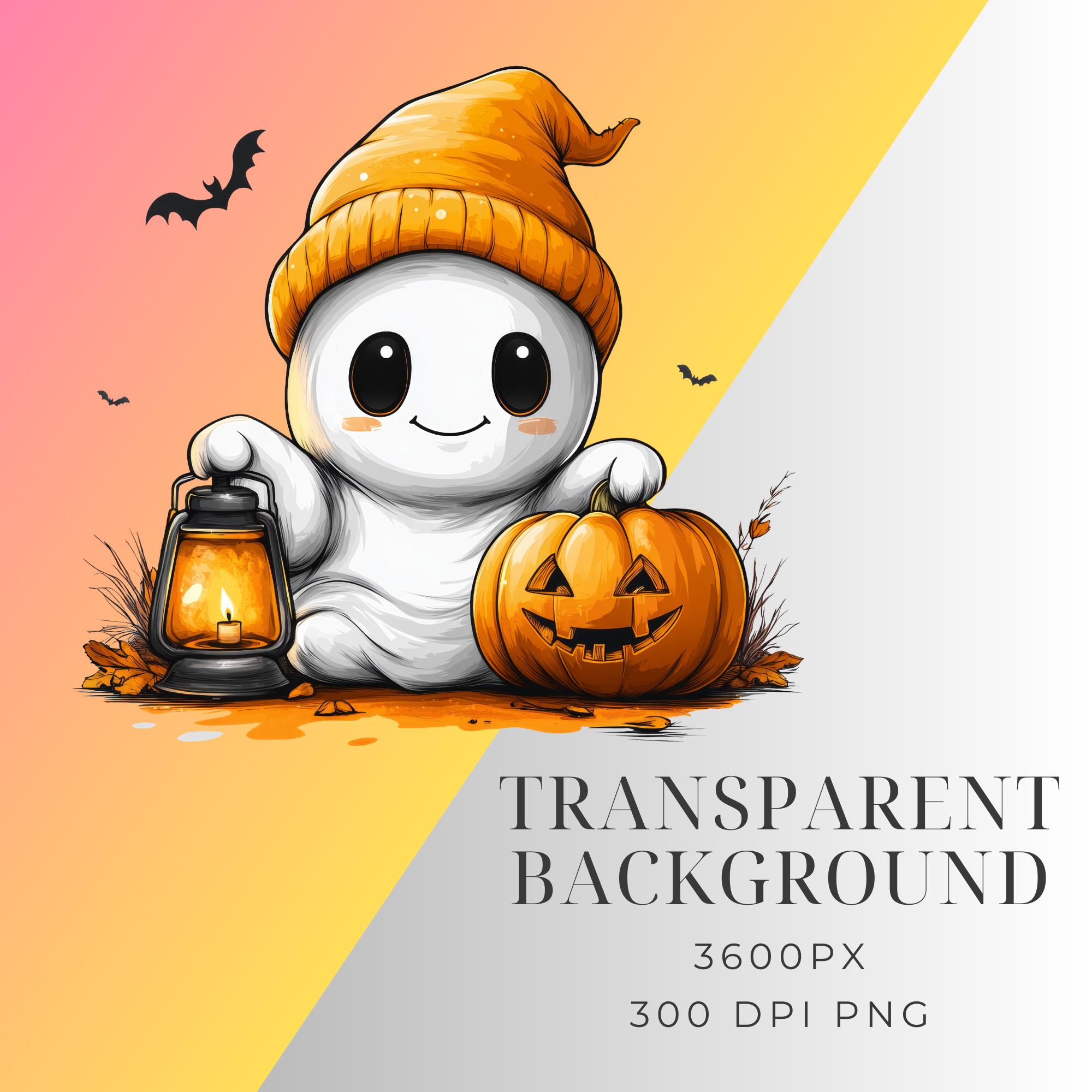 Halloween Ghost Clipart, Cute Ghost With Pumpkin, Halloween Clipart ...