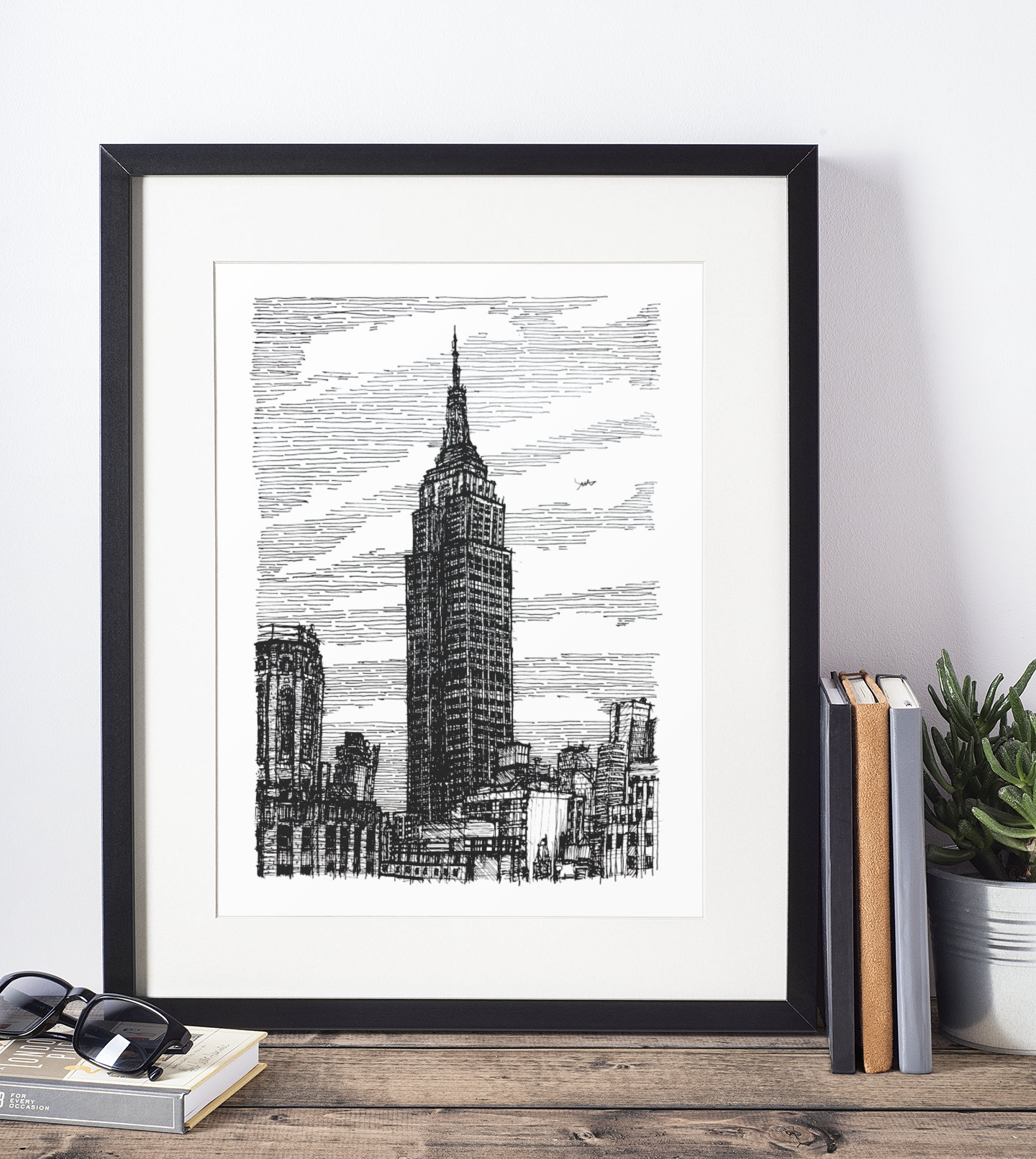 Empire State Building Print, Architecture Drawing, Hand Drawn Art, New ...