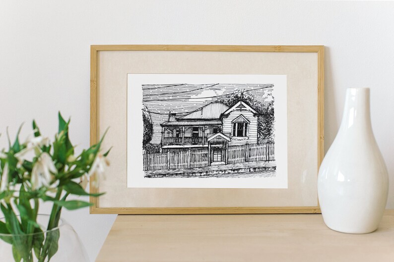 Queenslander House Print, Architecture Drawing, Hand Drawn Art ...
