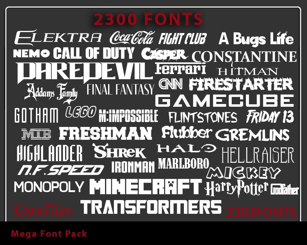 2300 Pieces Famous Font Pack for Download and Install / | Etsy