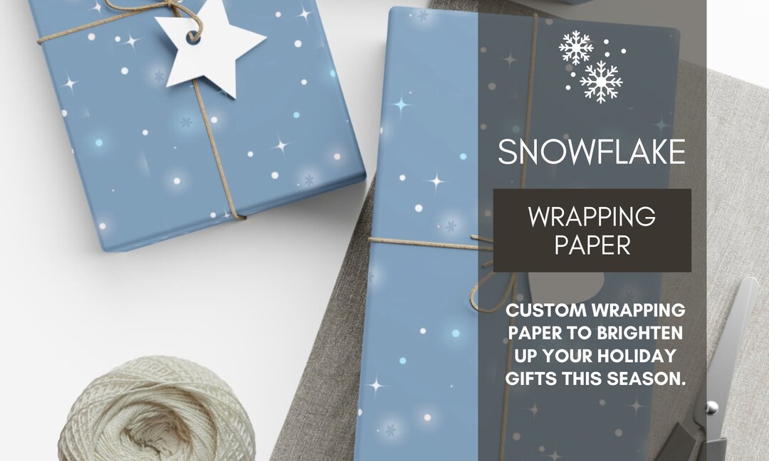 Snowflake Blue Gift Wrapping Paper - Etsy