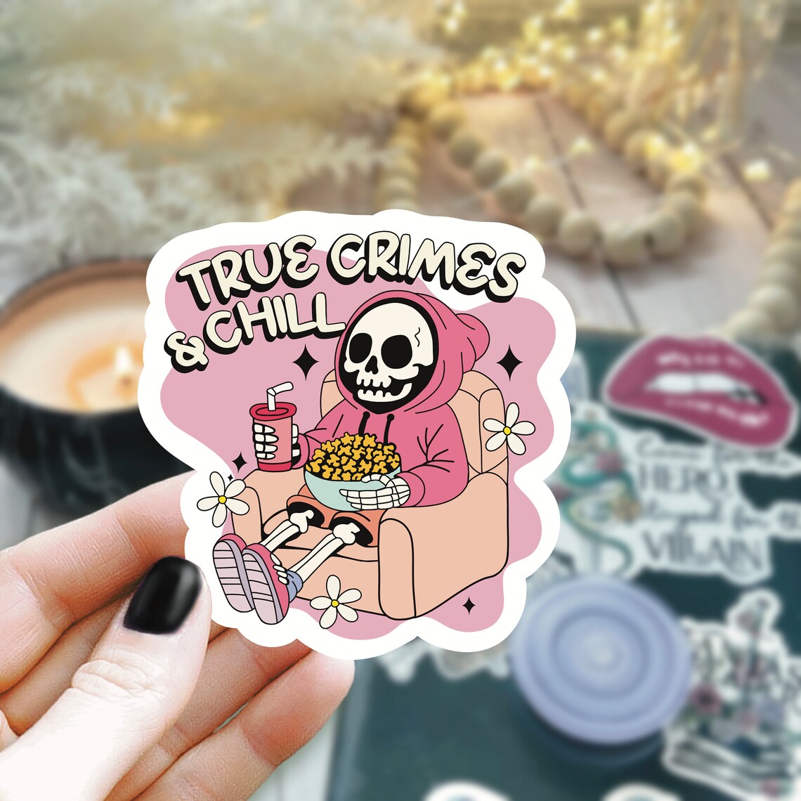 True Crimes and Chill Vinyl Sticker for True Crime Addicts, Thriller ...
