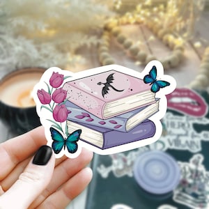 Fantasy Romance Bookstack Dragon Vinyl Sticker for Book Lovers, Ipad ...