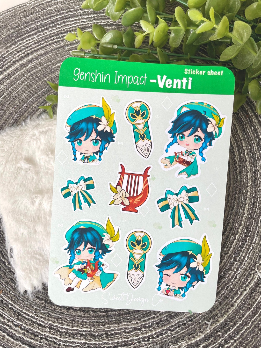 Genshin Impact VENTI Themed Sticker Sheets / Vinyl Sticker Set 4.5x6.5 ...