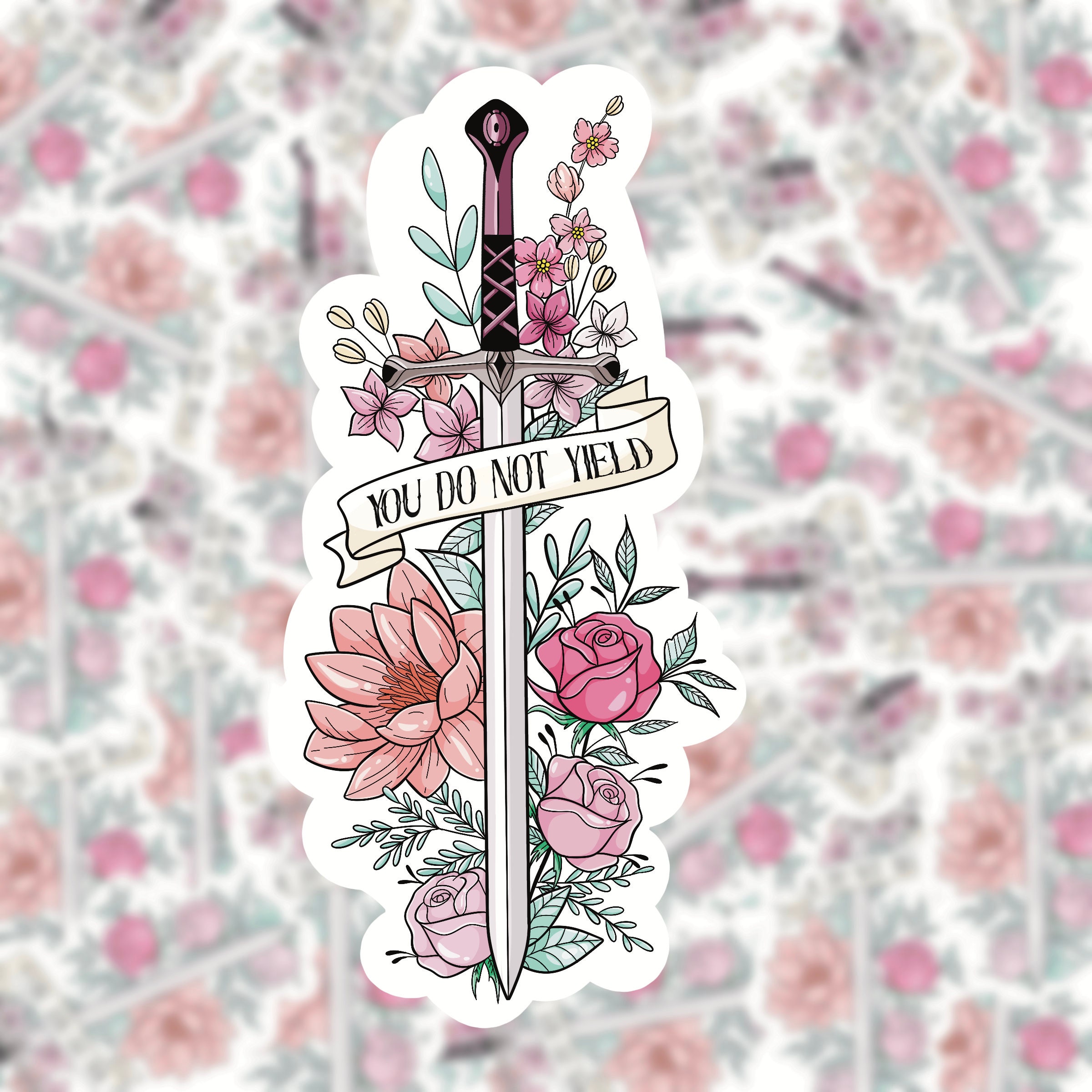 Fantasy Floral Sword Vinyl Sticker for Book Lovers | Kindle Bookish ...